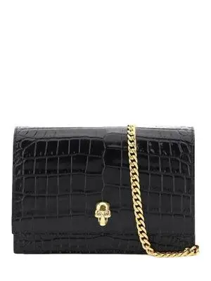 Alexander McQueen Skull Embossed Crossbody Bag - Black