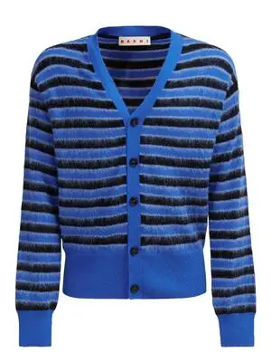 Marni Striped V-neck Cardigan - Dark Blue