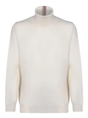 Paul Smith Artist Stripe Roll Neck Jumper - White
