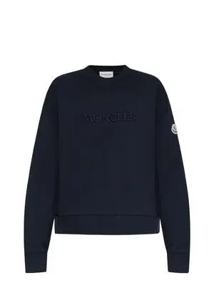 Moncler Logo Embroidered Crewneck Sweatshirt - Navy Blue