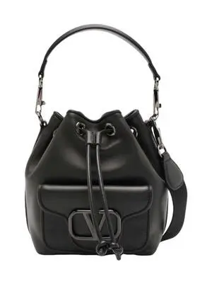 Valentino Garavani Vlogo Signature Drawstring Bucket Bag - Black