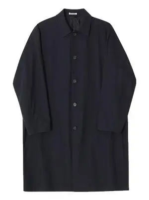 Auralee Wool Collar Trench Coat - Black