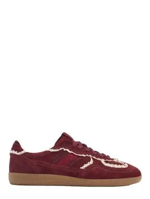 ALOHAS ALOHAS Round-Toe Lace-Up Sneakers With Crochet Trim Wine Red