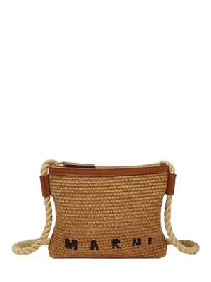 Marni Marcel Logo Embroidered Crossbody Bag - Brown