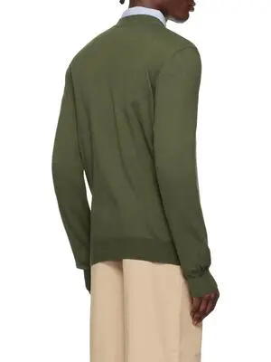 A.p.c. Logo Embroidered V-neck Cardigan - Green