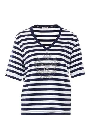 Liu Jo Striped V-neck T-shirt - Black