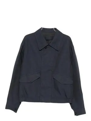 LEMAIRE Long-sleeved Shirt Jacket With Lapel Collar - Black