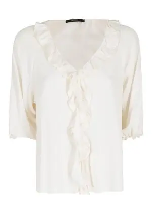 Seventy V-neck Ruffle Shirt - White