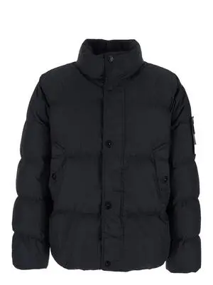 Stone Island Logo Patch Bomber Jacket - Black