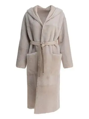 BLANCHA Hooded Belted Coat - Nude