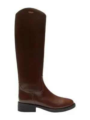 COACH Zip Leather Boots - Maple