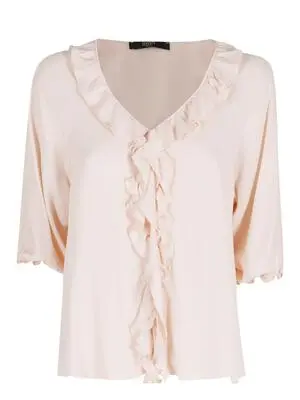 Seventy V-neck Ruffle Shirt - Pink