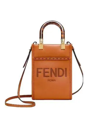 Fendi Sunshine Mini Shopper Tote Bag - Brown