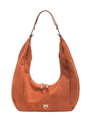 Pinko Suede Top Handle Shoulder Bag - Brown