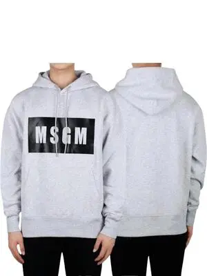MSGM Logo Printed Drawstring Hoodie - White