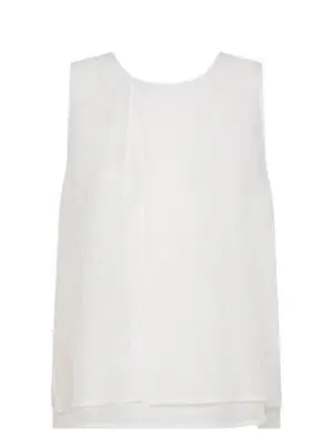 Seventy Sleeveless Crinkled Plain Voile Top - White