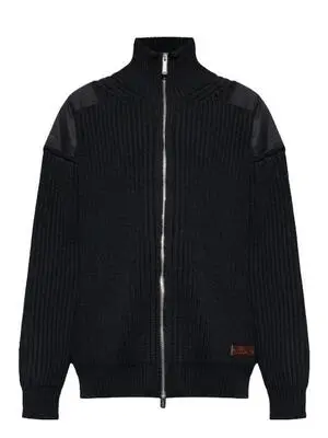 Dsquared2 Logo Patch Zipped Knit Cardigan - Black
