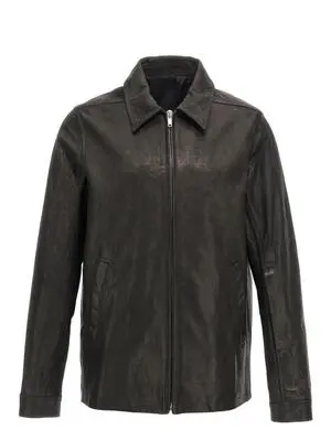 Rick Owens Long-sleeved Leather Jacket - Black