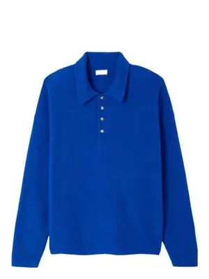 American Vintage Raxow Long Sleeve Polo Neck Sweater - Blue