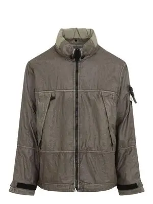 Stone Island Logo Patch Zip-up Jacket - Military Green
