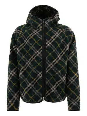 Burberry Checked Hooded Zip-up Jacket - Green