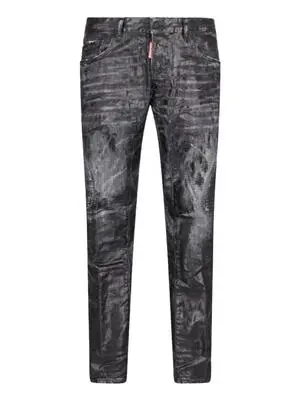 Dsquared2 Five-pocket Jeans With Textured Finish - Black