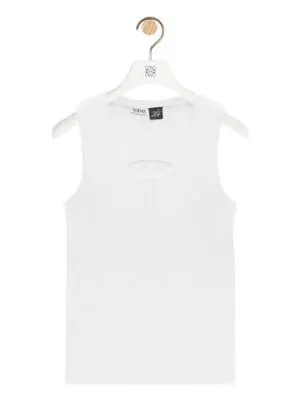Loewe Cotton Tank Top With Lace Detail - White