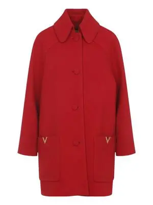 Valentino Garavani Lapel Long-sleeved Coat - Red