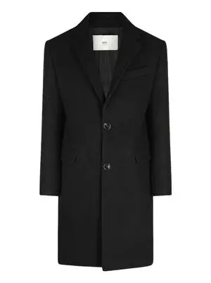 Ami Single Breasted Classic Coat - Black