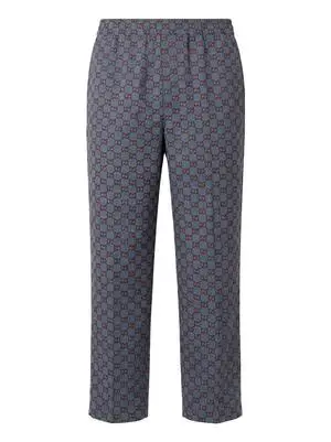 Gucci Gg Houndstooth Wool Leisure Pants - Blue
