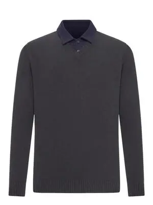 ROBERTO COLLINA Cotton-piquet Contrast-collar Polo Shirt - Black