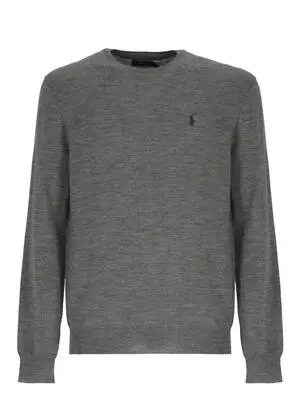 Ralph Lauren Polo Pony Embroidered Merino Wool Knit Jumper - Gray