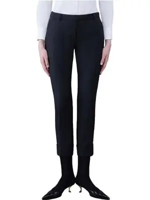 Thom Browne Cropped Tailored Pants With Turn-up Hem - Black