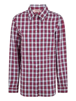 N.21 N21 Check-Pattern Logo-Embroidered Long-Sleeve Shirt