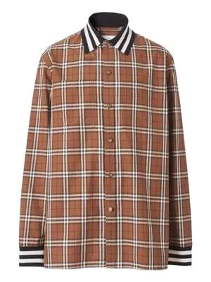 Burberry Checked Cotton-poplin Shirt - Brown