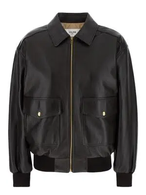 CELINE Celine Loose Aviator Blouson Jacket In Soft Lambskin