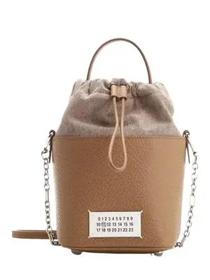 MAISON MARGIELA 5ac Logo Patch Drawstring Bucket Bag - Brown