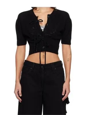 Simone Rocha Short-sleeved Cashmere Cardigan - Black