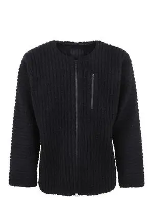 Issey Miyake Pleated Fleece-texture Zip-up Jacket - Black