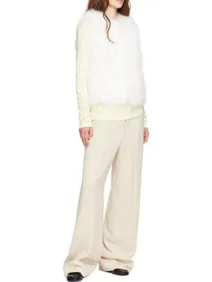 YVES SALOMON Round Neck Fur Vest - Meringue