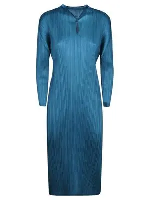 PLEATS PLEASE BY ISSEY MIYAKE Long Sleeve Midi Dress - Blue