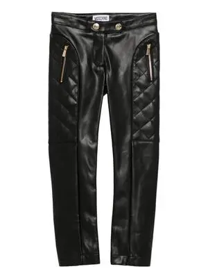 Moschino Quilted Faux-leather Trousers - Black