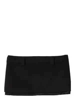 Miu Miu Logo Embroidered Mini Skirt - Black
