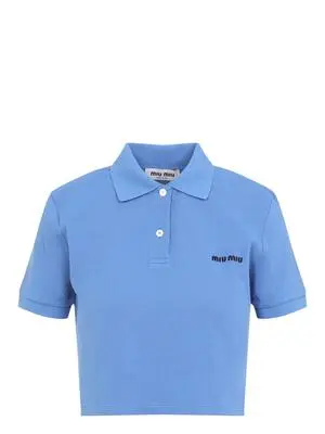 MIU MIU Miu Miu Cotton Piqué Cropped Polo Shirt