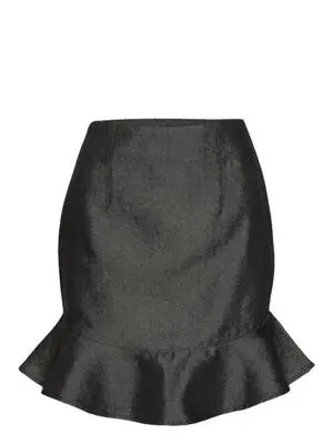 ROTATE BY BIRGER CHRISTENSEN Ruffle-trim Denim Mini Skirt - Black