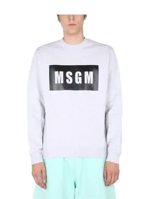 MSGM Logo Print Cotton Sweatshirt - White