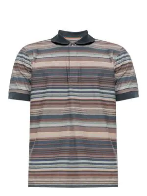 Paul Smith Stripe Knit Polo Shirt - Gray