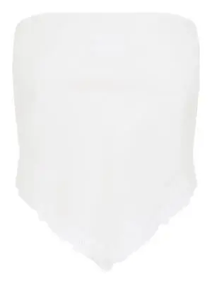 MIU MIU Miu Miu Embroidered Slubbed Canvas Bandana Top