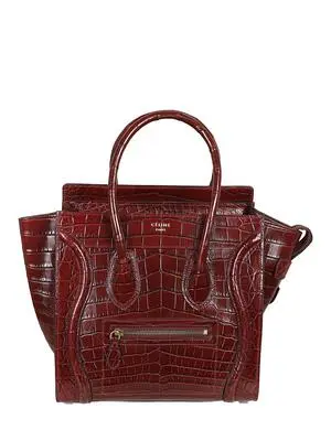Celine Crocodile Effect Handbag - Wine Red
