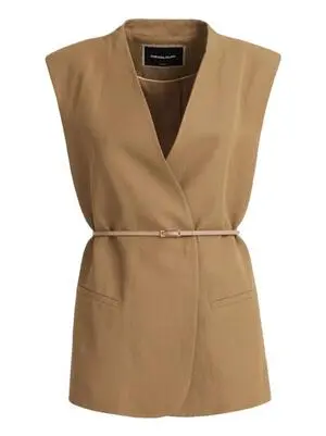 Fabiana Filippi V-neck Sleeveless Belted Vest - Brown